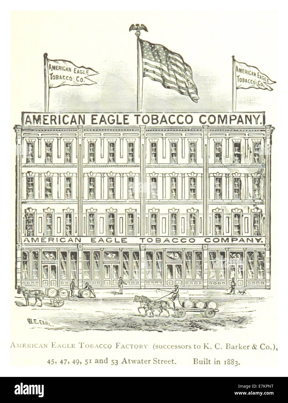 This 1884 illustration by Farmer depicts the American Eagle Tobacco ...