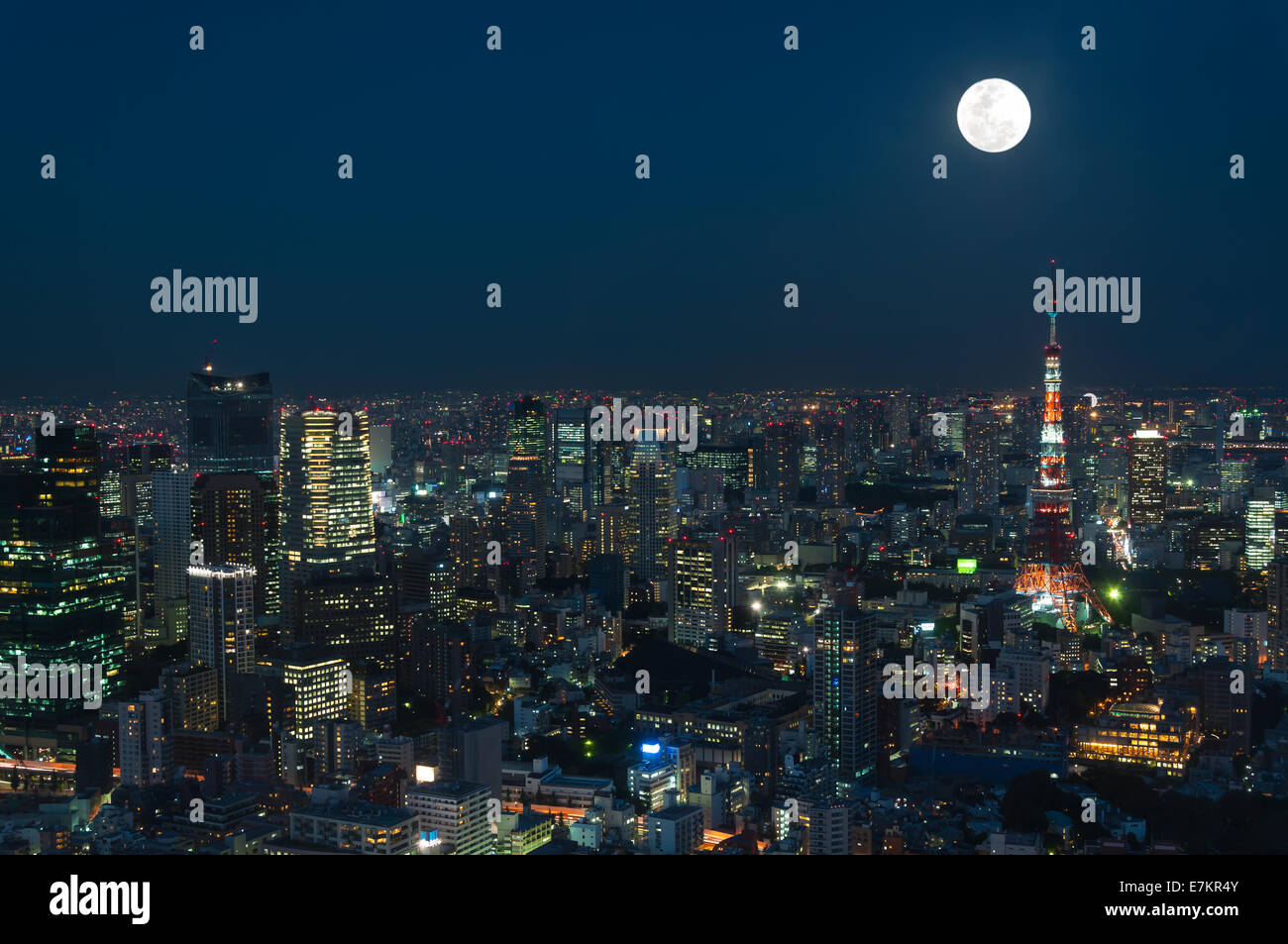 Tokyo tower and moon hi-res stock photography and images - Alamy