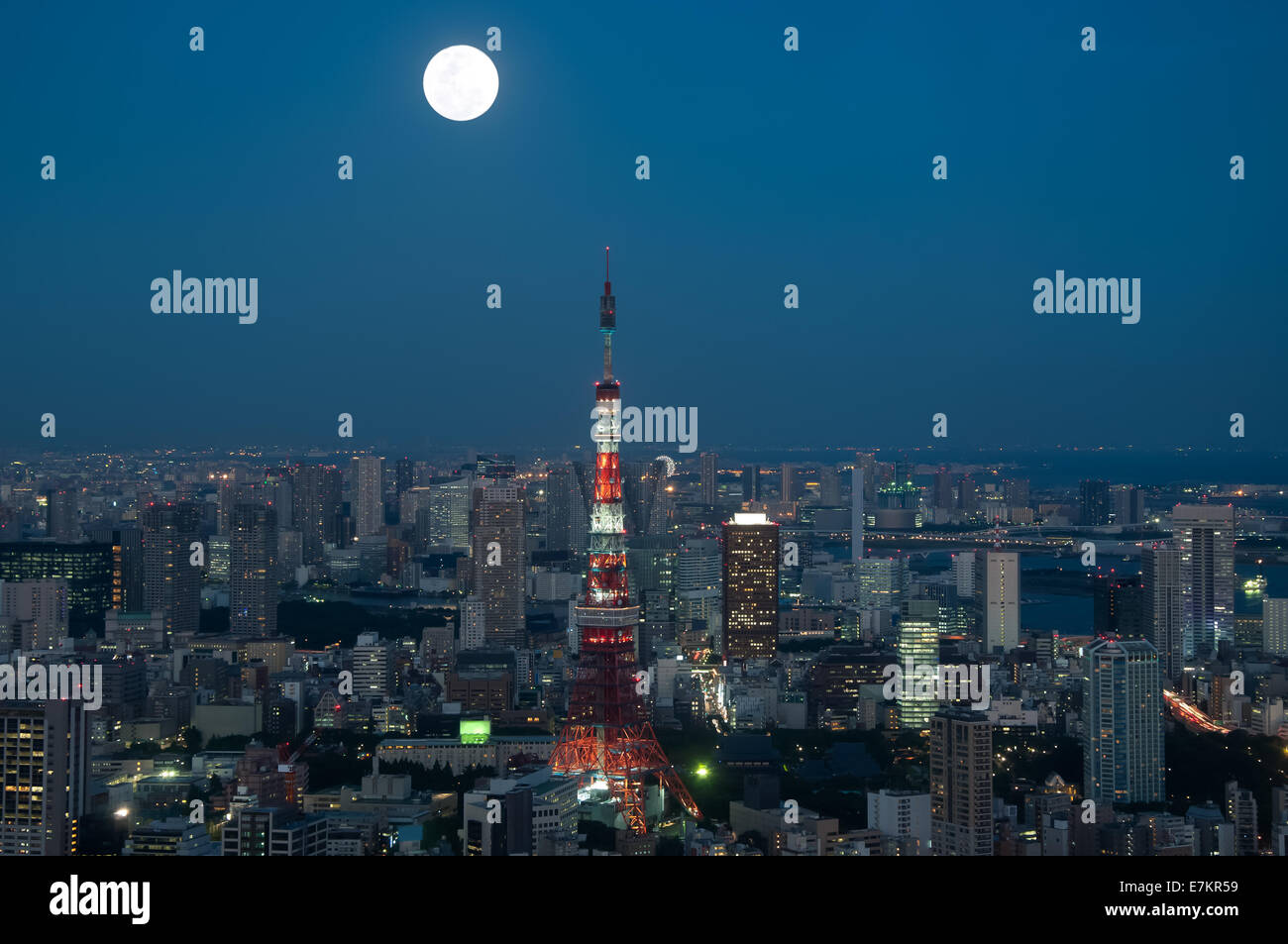 Tokyo tower and moon hi-res stock photography and images - Alamy