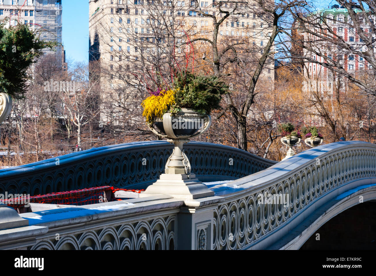 US, New York City, Central Park. Bow Bridge. The Ramble and Lake Stock ...