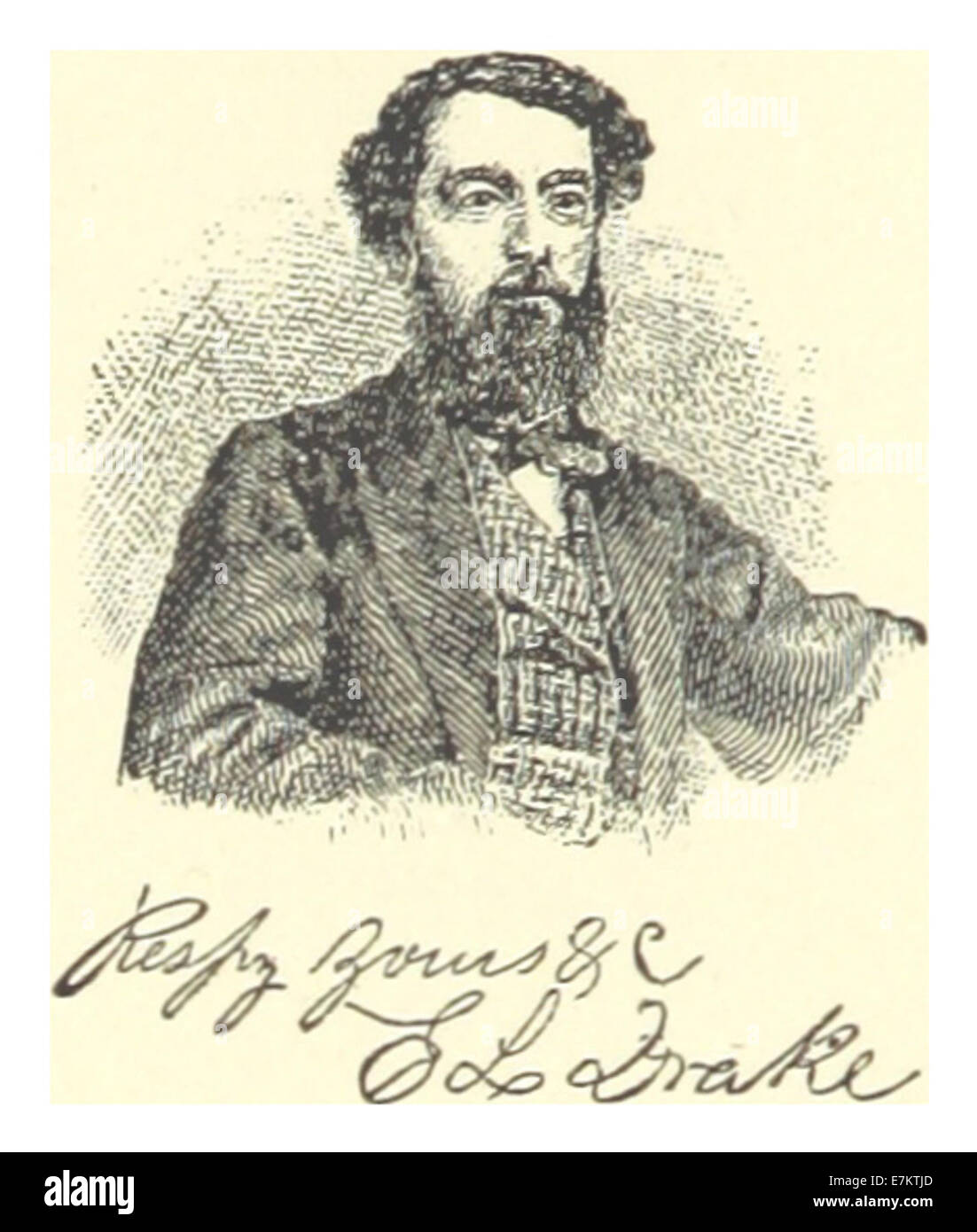 This 1873 drawing depicts Col. E. L. Drake in Bethlehem, Pennsylvania ...