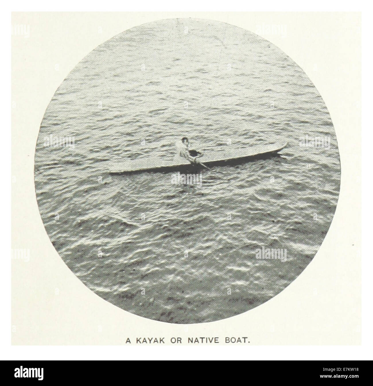 This 1899 drawing shows a kayak, an important element in indigenous ...