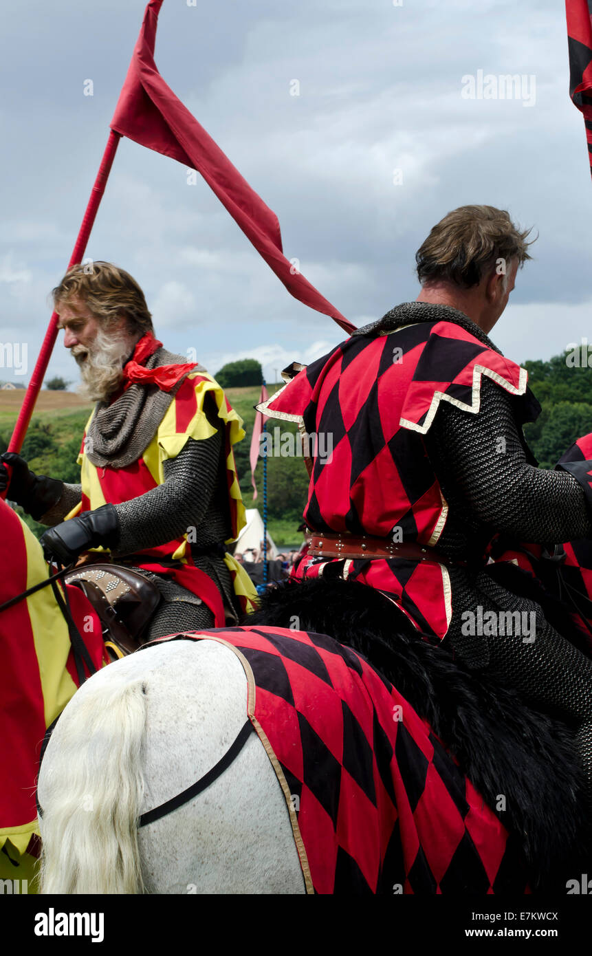 Knights taking part in a medieval jousting tournament at Linlithgow ...