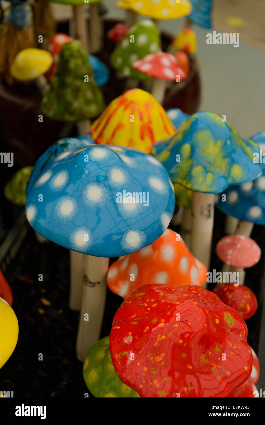 vibrant colorful ceramic mushroom caps Stock Photo - Alamy