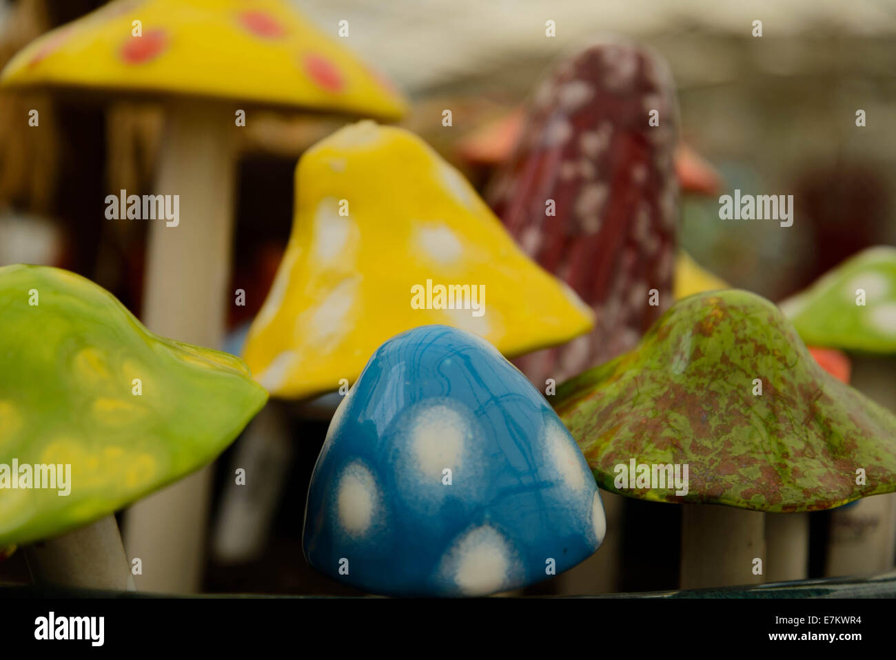 vibrant colorful ceramic mushroom caps Stock Photo - Alamy
