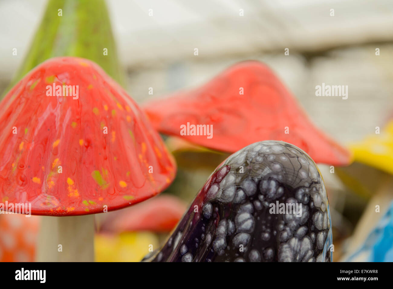 vibrant colorful ceramic mushroom caps Stock Photo - Alamy