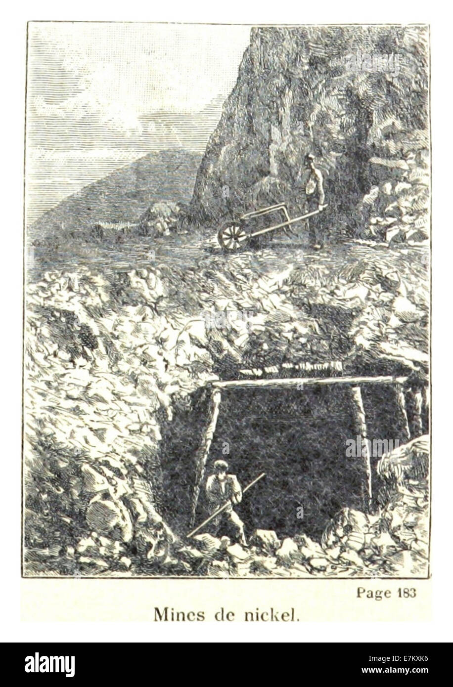 This 1884 drawing by Lemire depicts a nickel mine, showcasing the ...