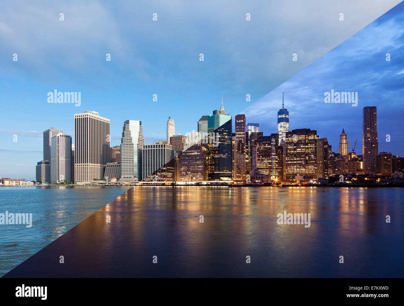 New york skyline day and night hi-res stock photography and images - Alamy