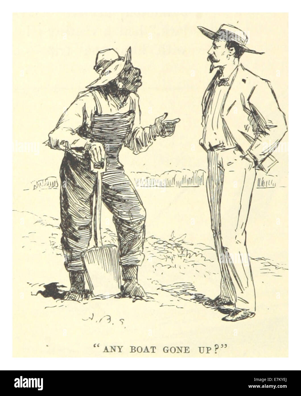 An 1883 sketch by Mark Twain, depicting a river scene and the question ...