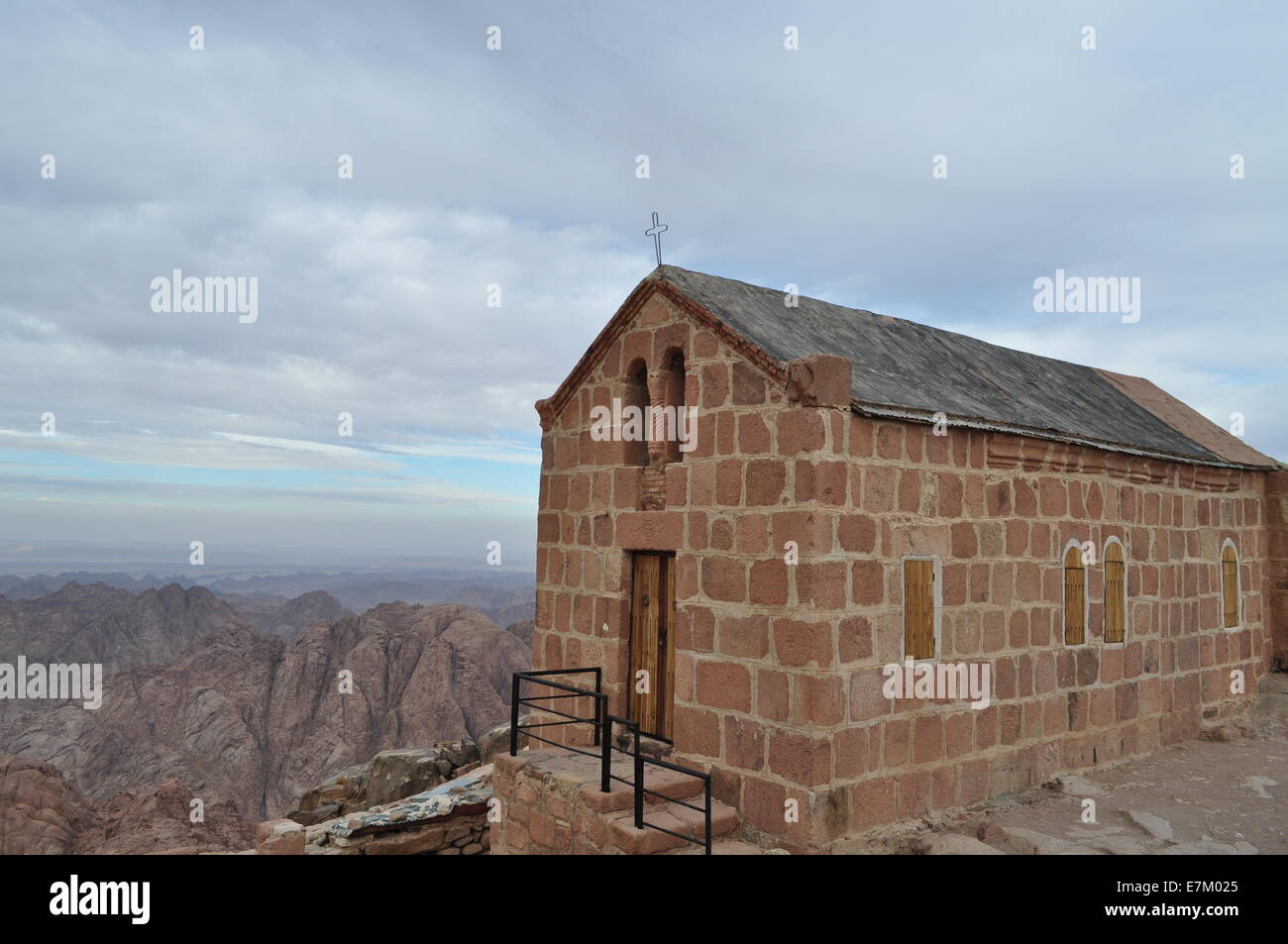 Egypt: the church at the top of Mount Sinai (Jabal Mousa Stock Photo ...