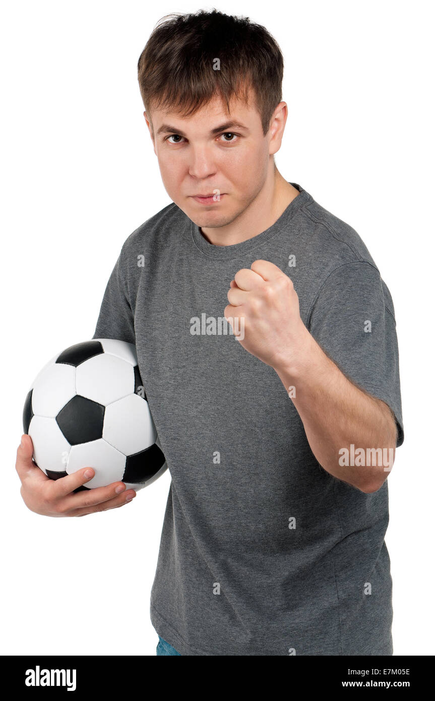 Man with classic soccer ball Stock Photo - Alamy