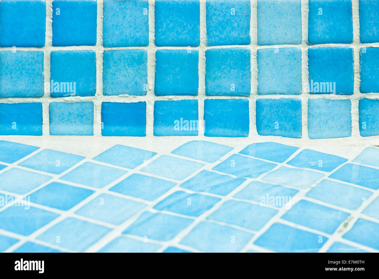 Blue tiles in a swimming pool in close up detail Stock Photo - Alamy