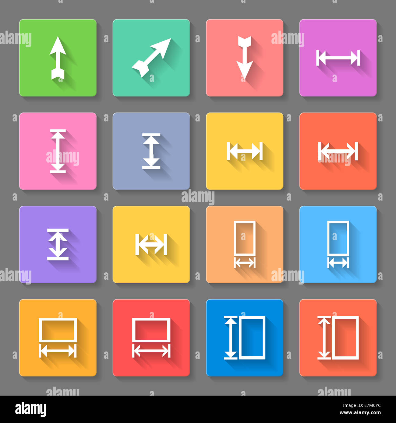 Set of flat square icons with arrows on gray background Stock Photo - Alamy