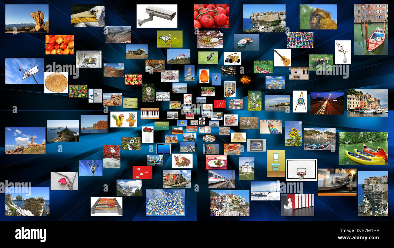 Lots of a variety photos in perspective on GREEN background (16:9 ...