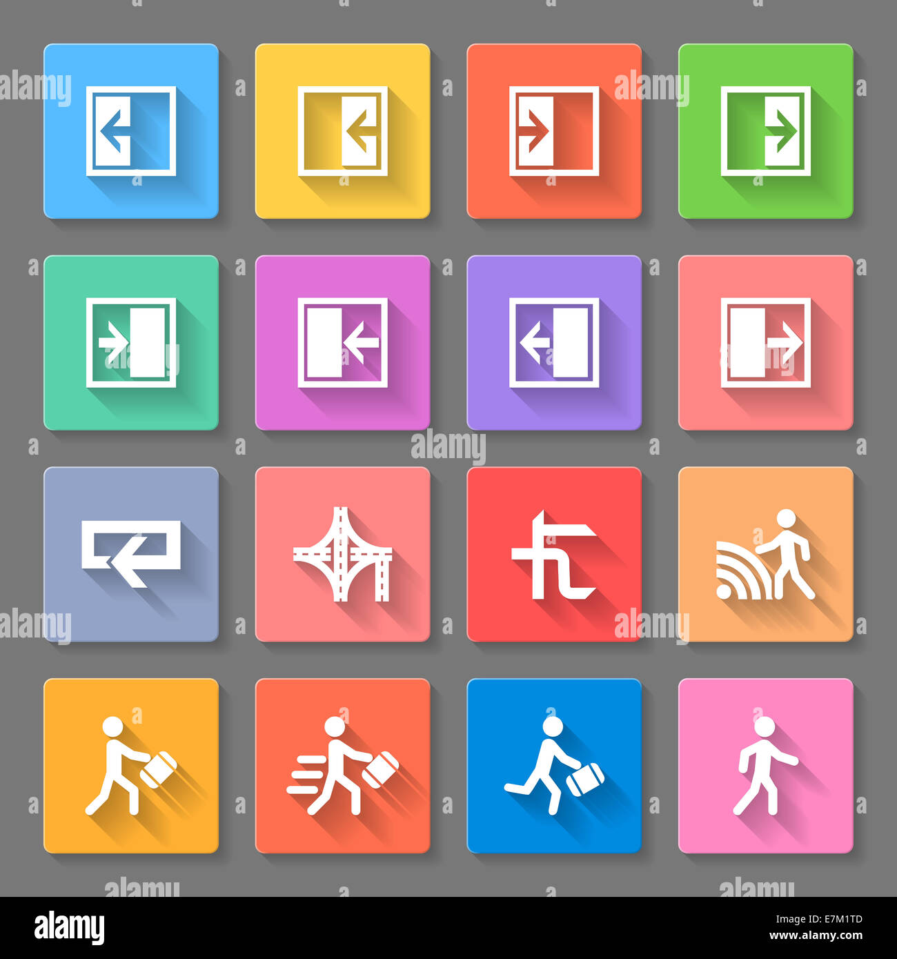 Set of flat square buttons on the gray background Stock Photo - Alamy