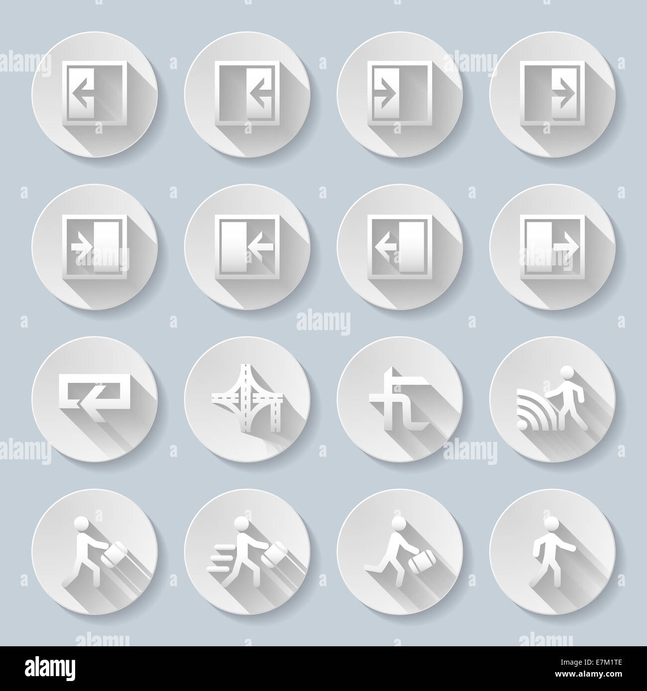 Set of flat round buttons on the gray background Stock Photo - Alamy