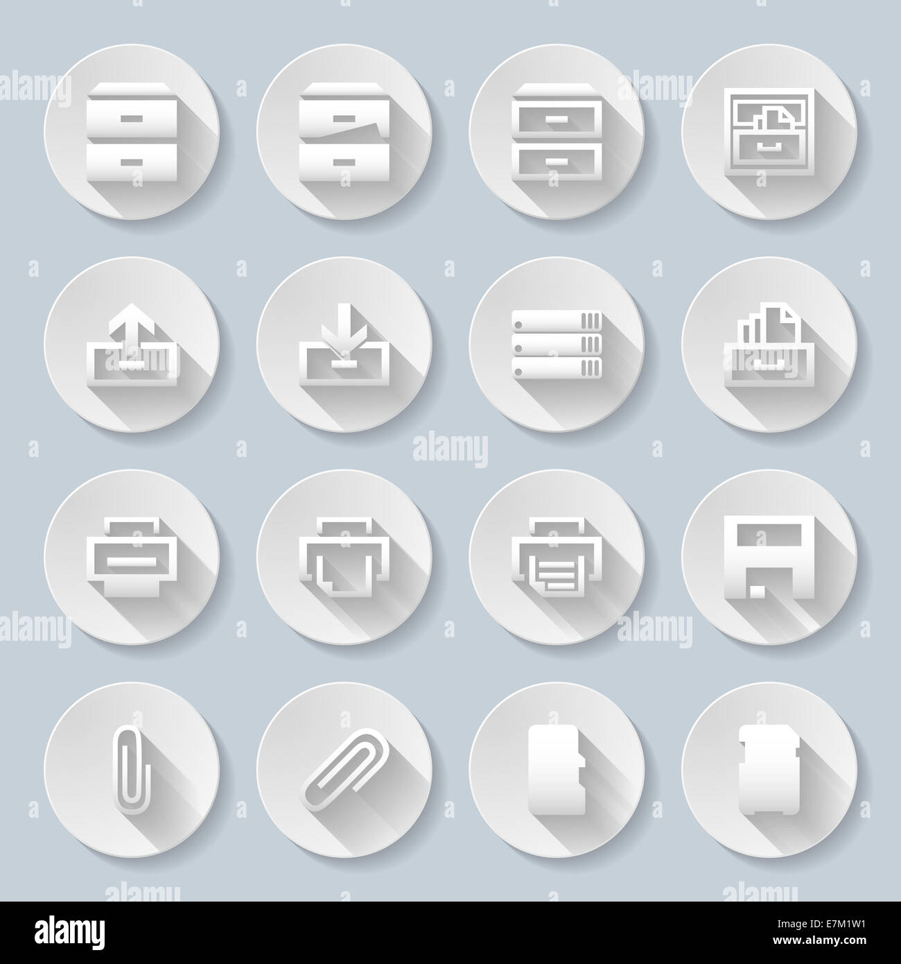 Set of flat round buttons on the gray background Stock Photo - Alamy