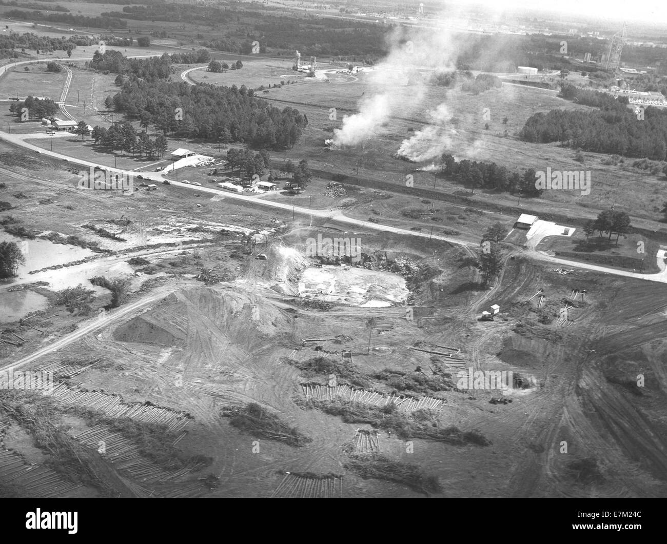 An aerial view of the ongoing construction of the S-IC Test Stand ...