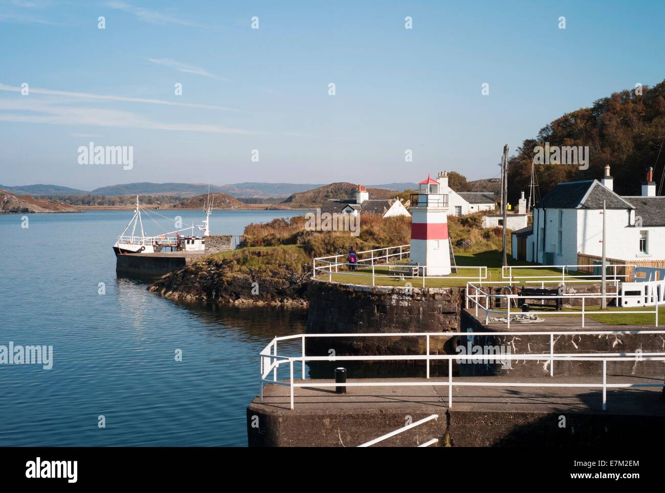 Crinan Canal and light house Stock Photo - Alamy