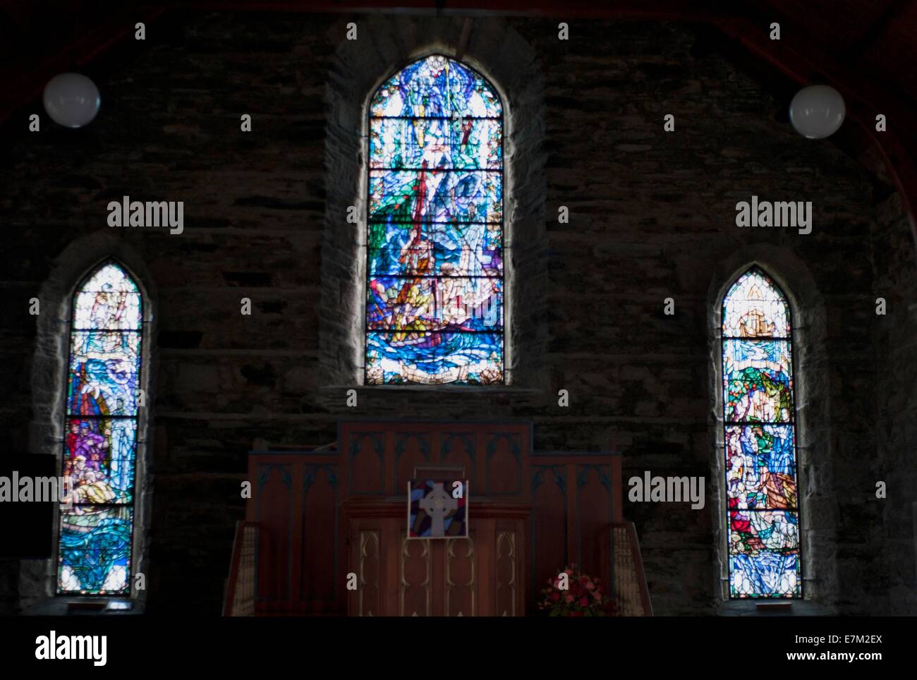 Kibrandan Church stained glass windows Stock Photo - Alamy