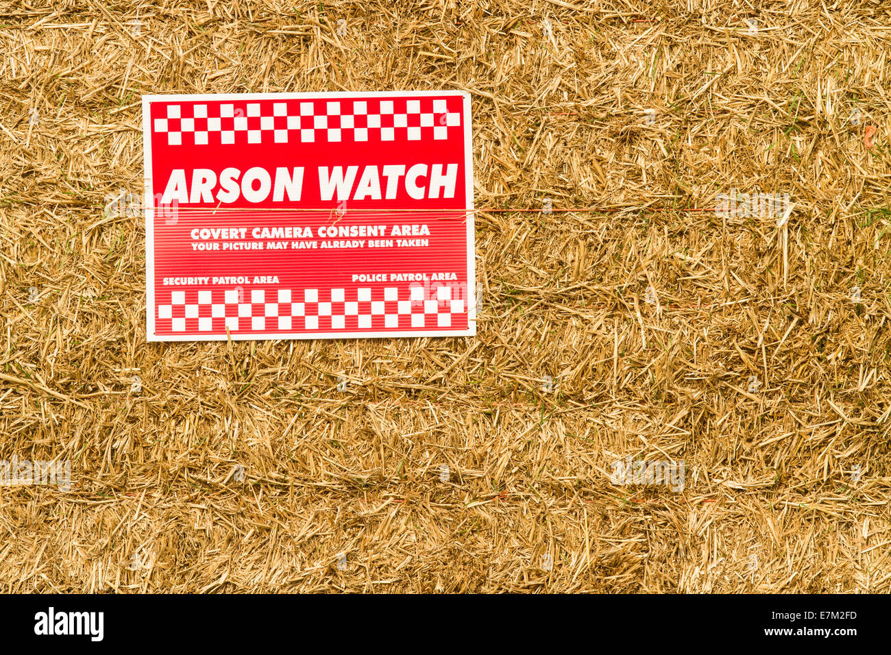 Arson warning sign on hay stack, Cambridgeshire Stock Photo - Alamy