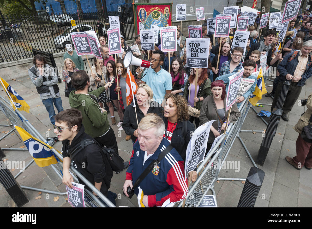 London, London, UK. 20th Sep, 2014. Anti-fascists stage a counter ...