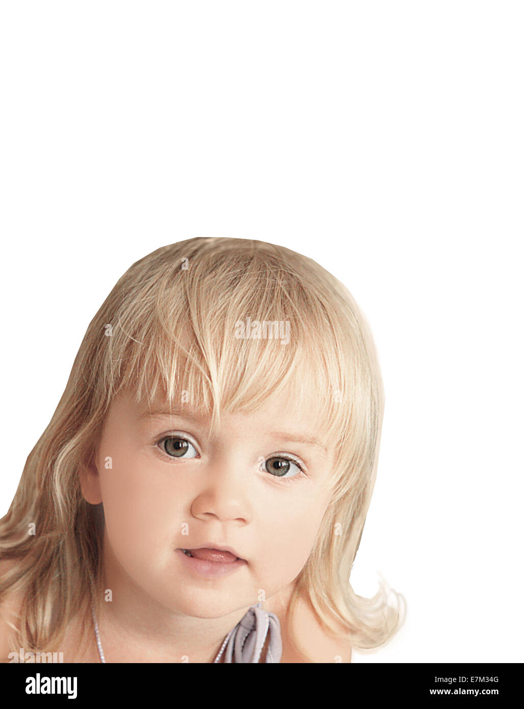 Baby.Face of the little girl on a white background. It is isolated ...