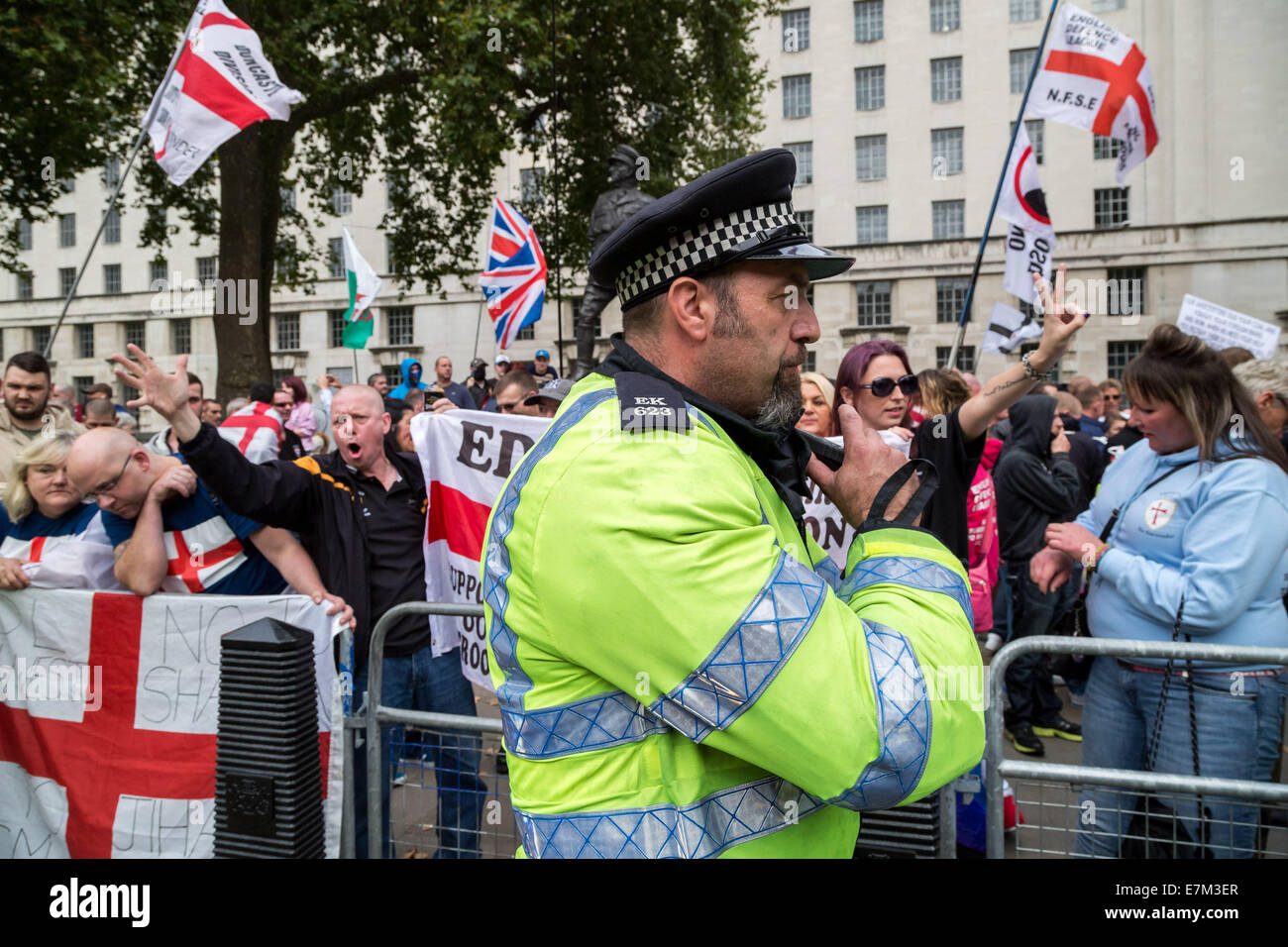 London, UK. 20th Sept, 2014. English Defence League protest march and ...