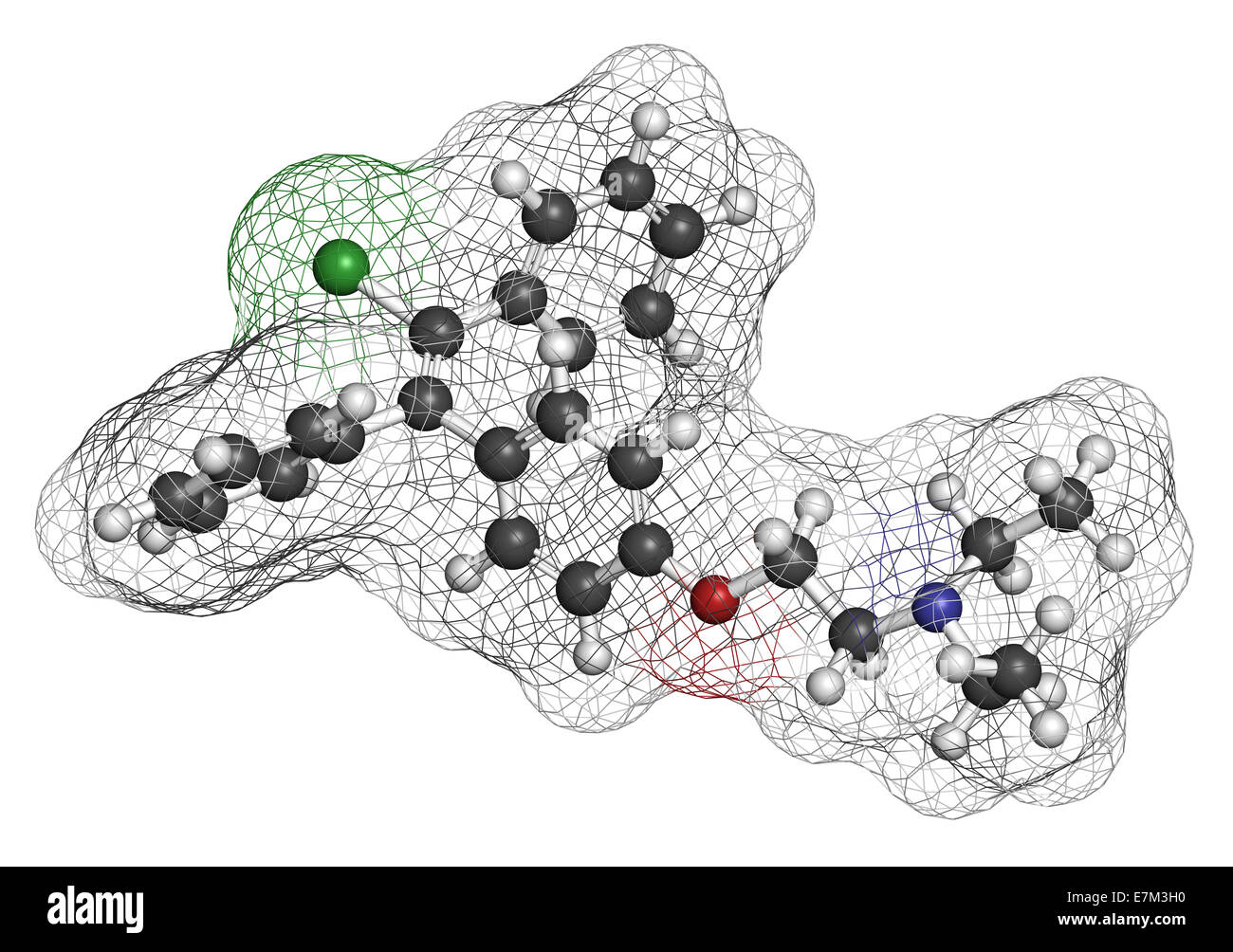 Clomifene (clomiphene) ovulation inducing drug molecule. The E-isomer ...