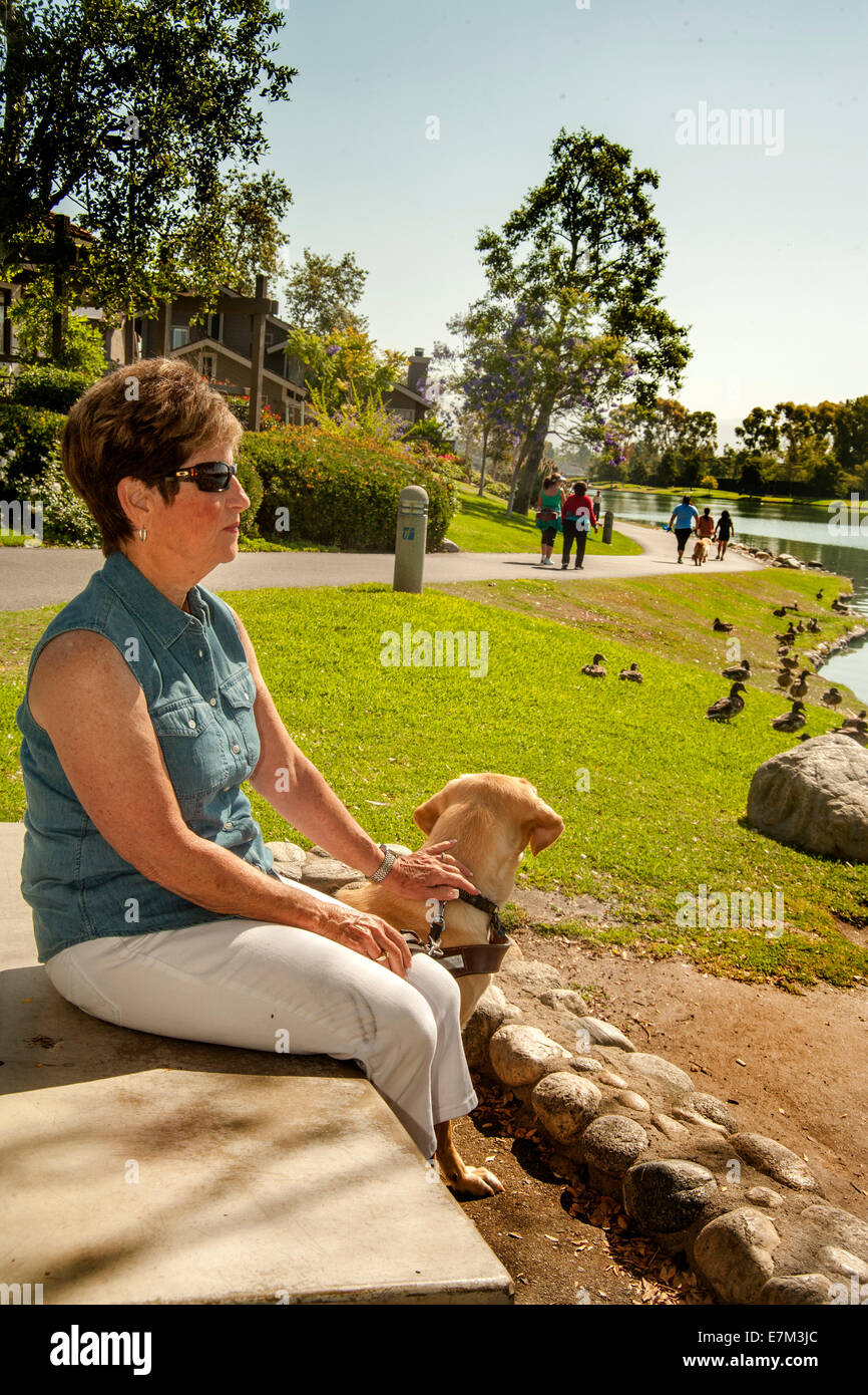 The blind guide walks into the water hi-res stock photography and ...