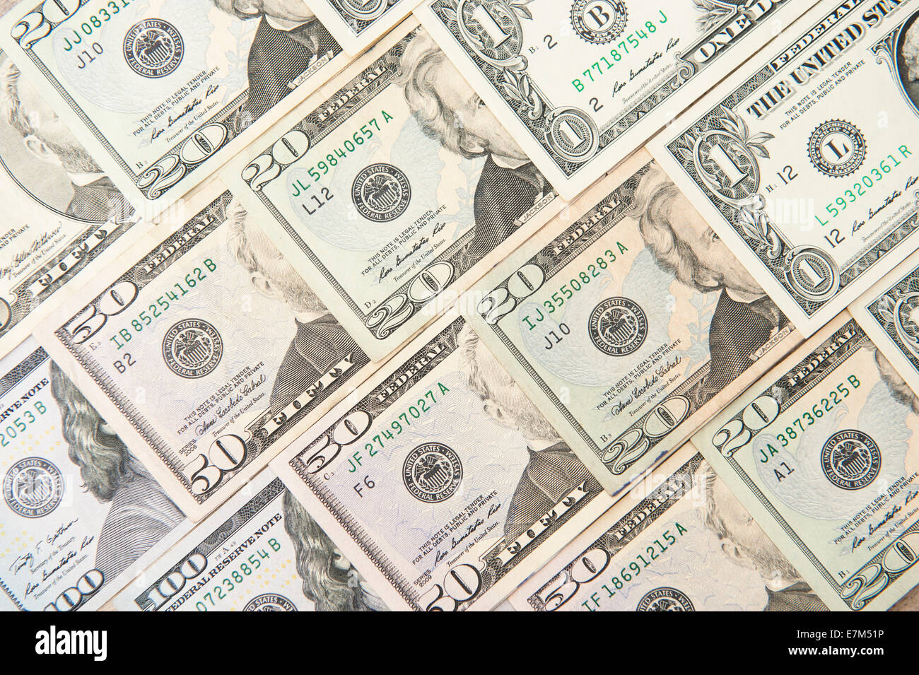 Collage of assorted paper money from the United States Stock Photo - Alamy