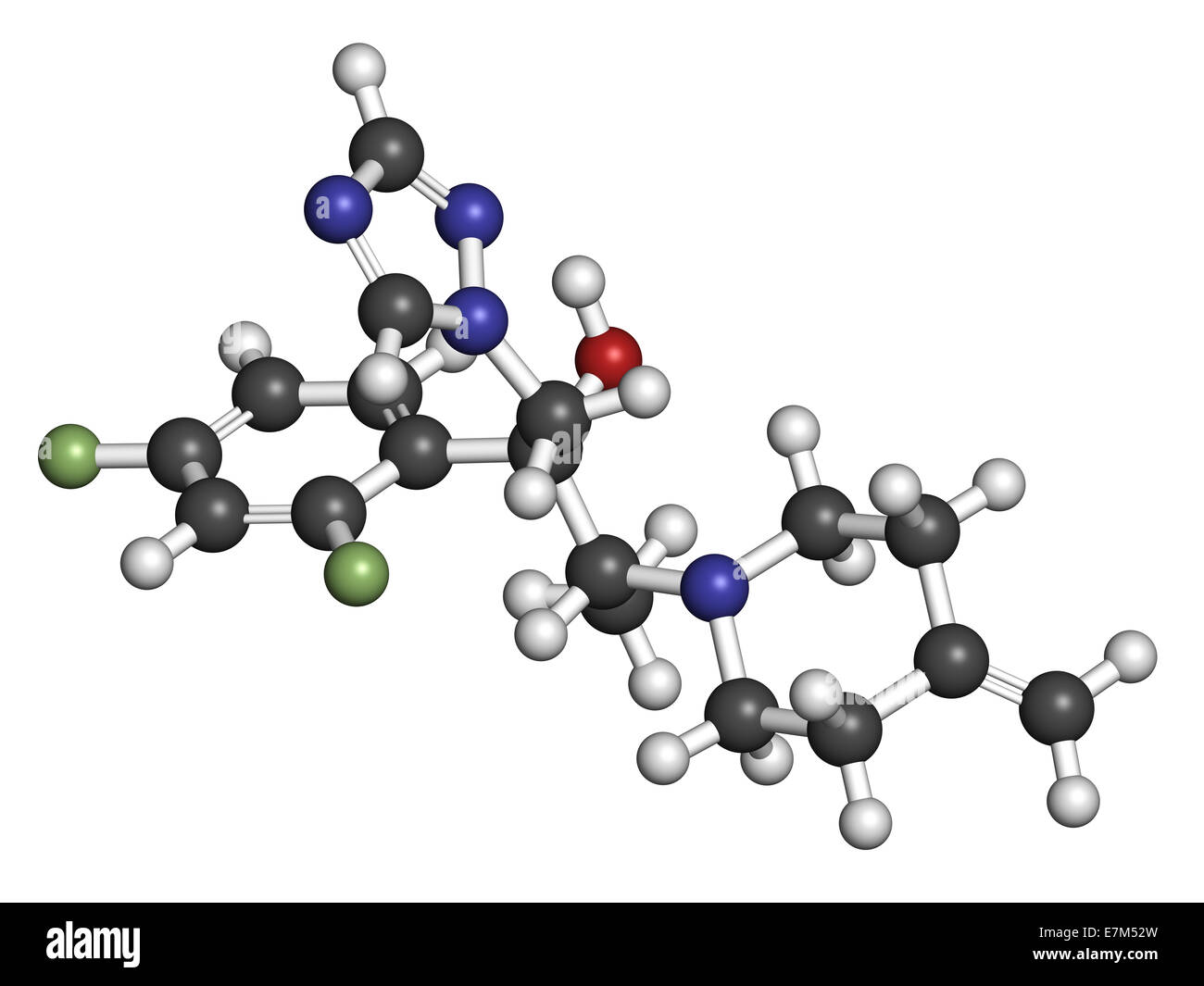Efinaconazole antifungal drug molecule. Atoms are represented as ...