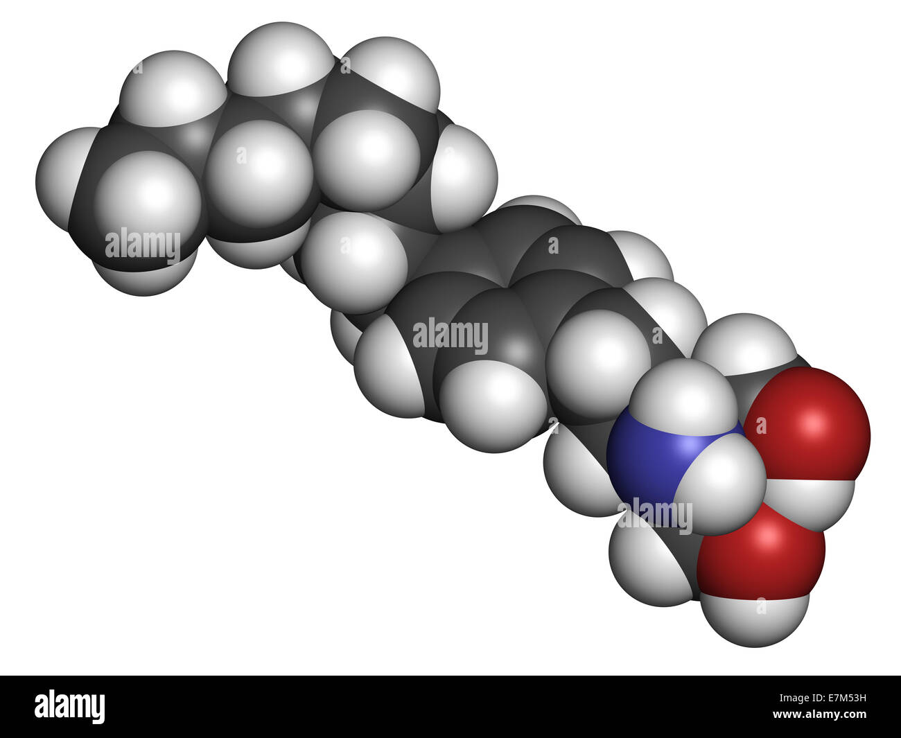 Fingolimod multiple sclerosis (MS) drug molecule. Atoms are represented ...