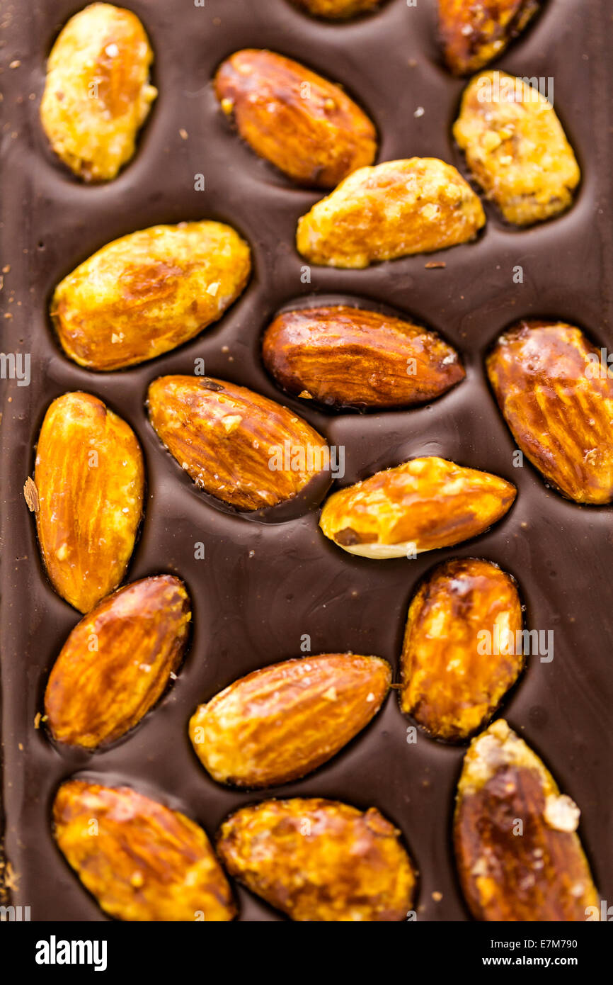 Gourmet almighty almond chocolate bar on a white background Stock Photo ...