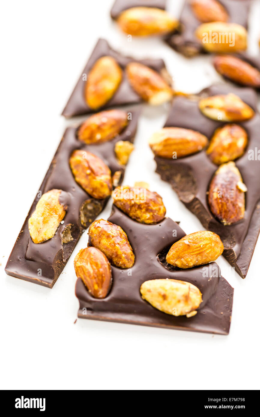 Gourmet almighty almond chocolate bar on a white background Stock Photo ...
