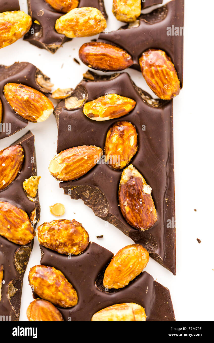 Gourmet almighty almond chocolate bar on a white background Stock Photo ...
