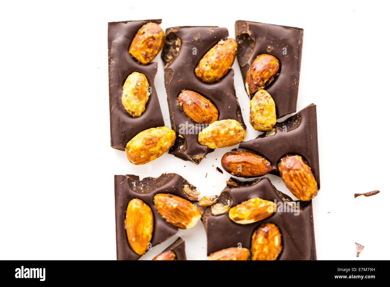 Gourmet almighty almond chocolate bar on a white background Stock Photo ...