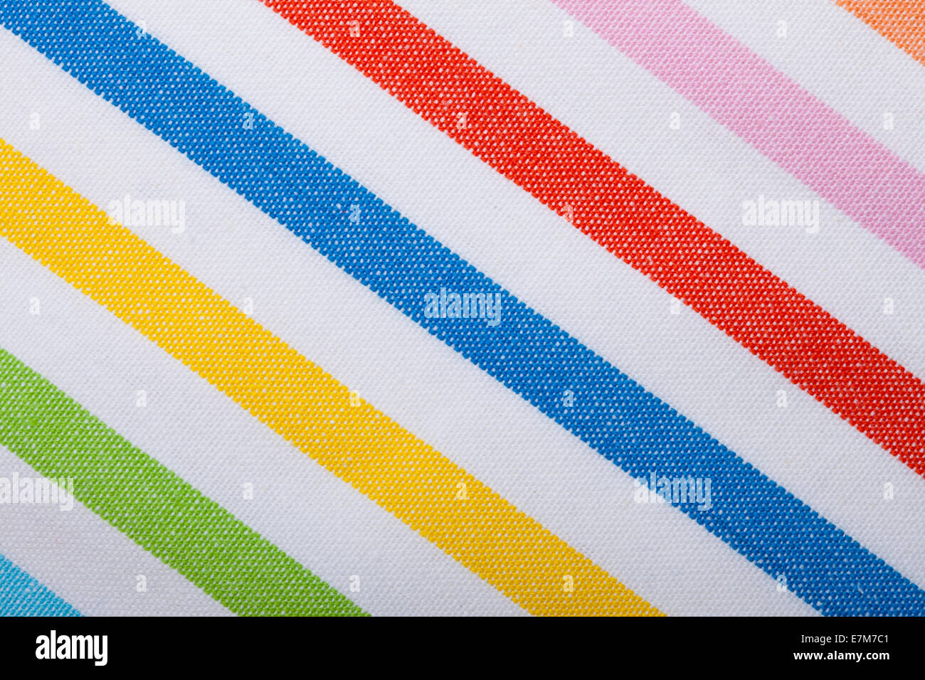 Closeup of colorful diagonal striped fabric textile as background ...
