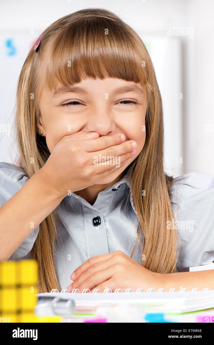 Girl doing homework Stock Photo - Alamy