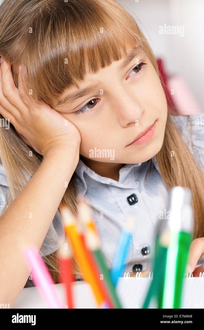 Girl doing homework Stock Photo - Alamy
