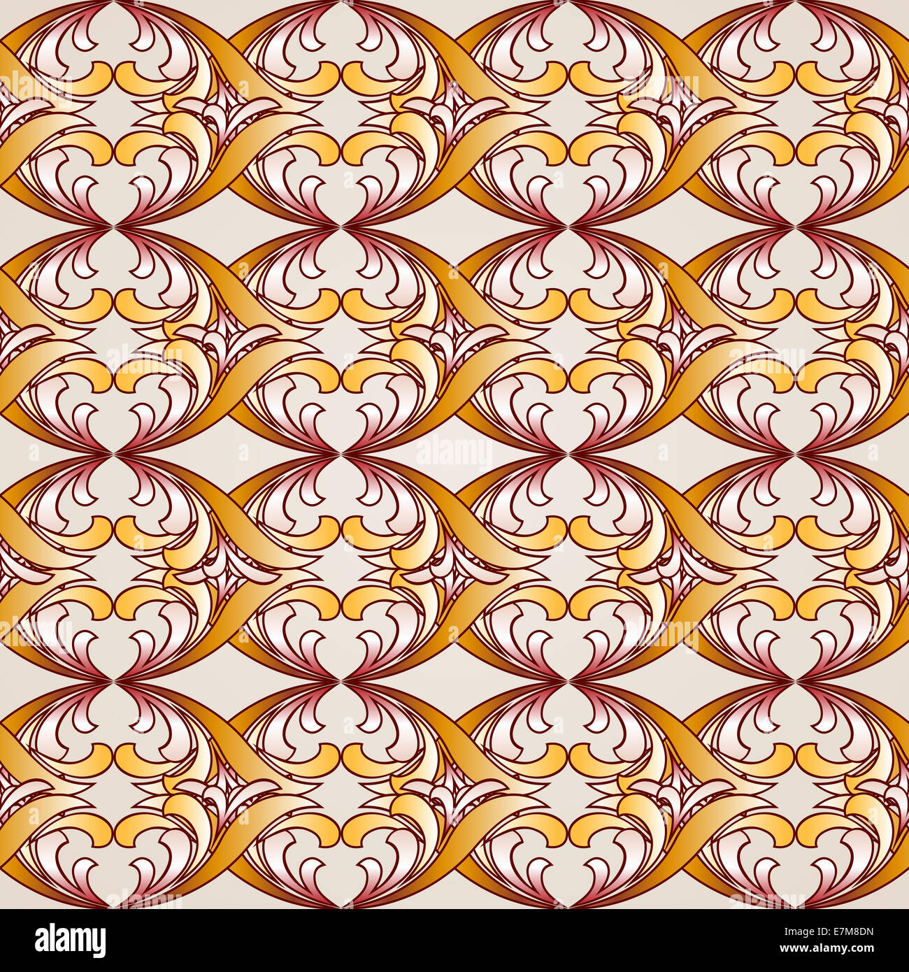 Saturated ornate seamless abstract floral pattern in shades of golden ...