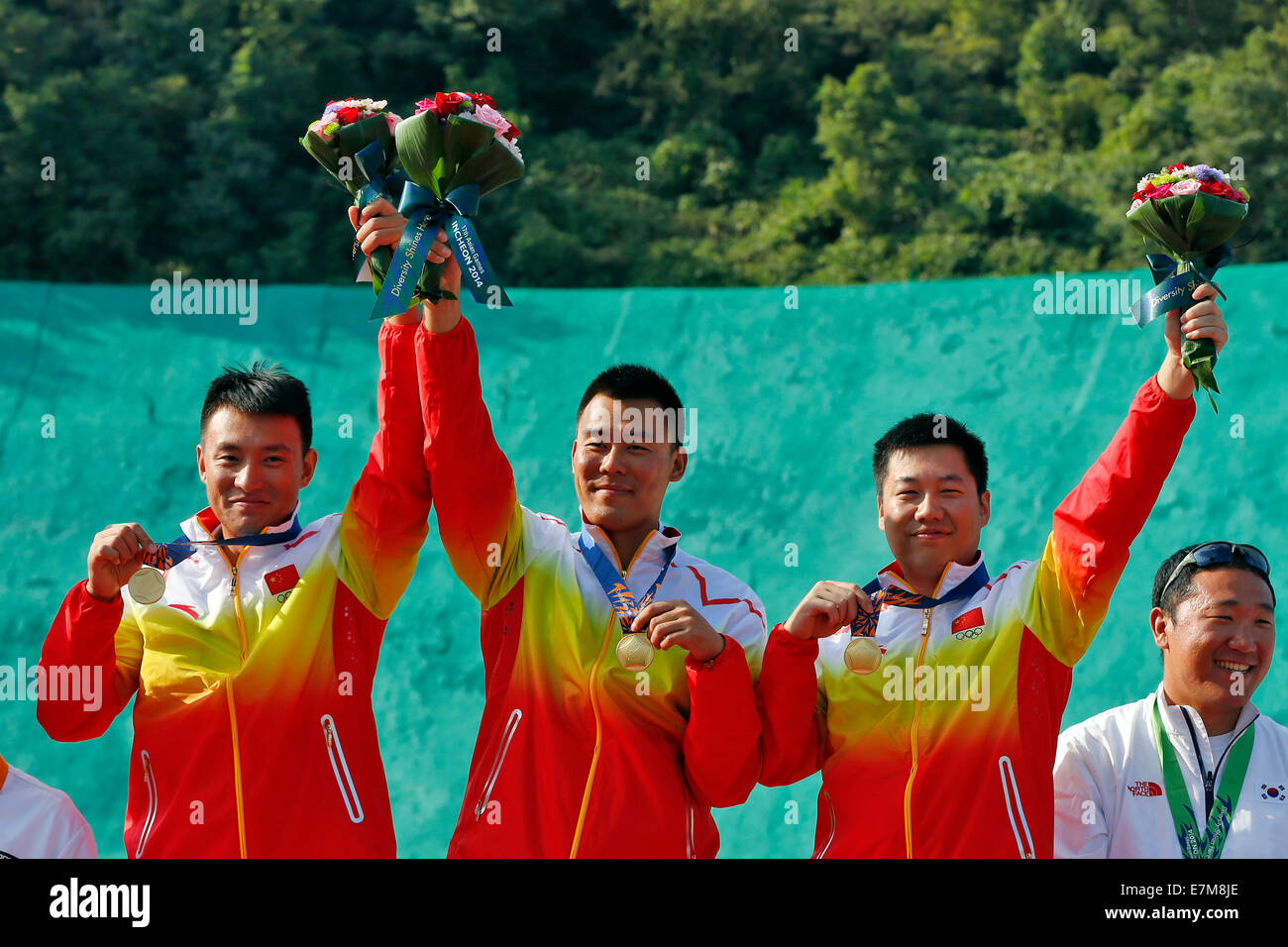 Incheon, South Korea. 21st Sep, 2014. Zhang Yiyao, Gao Bo and Du Yu ...