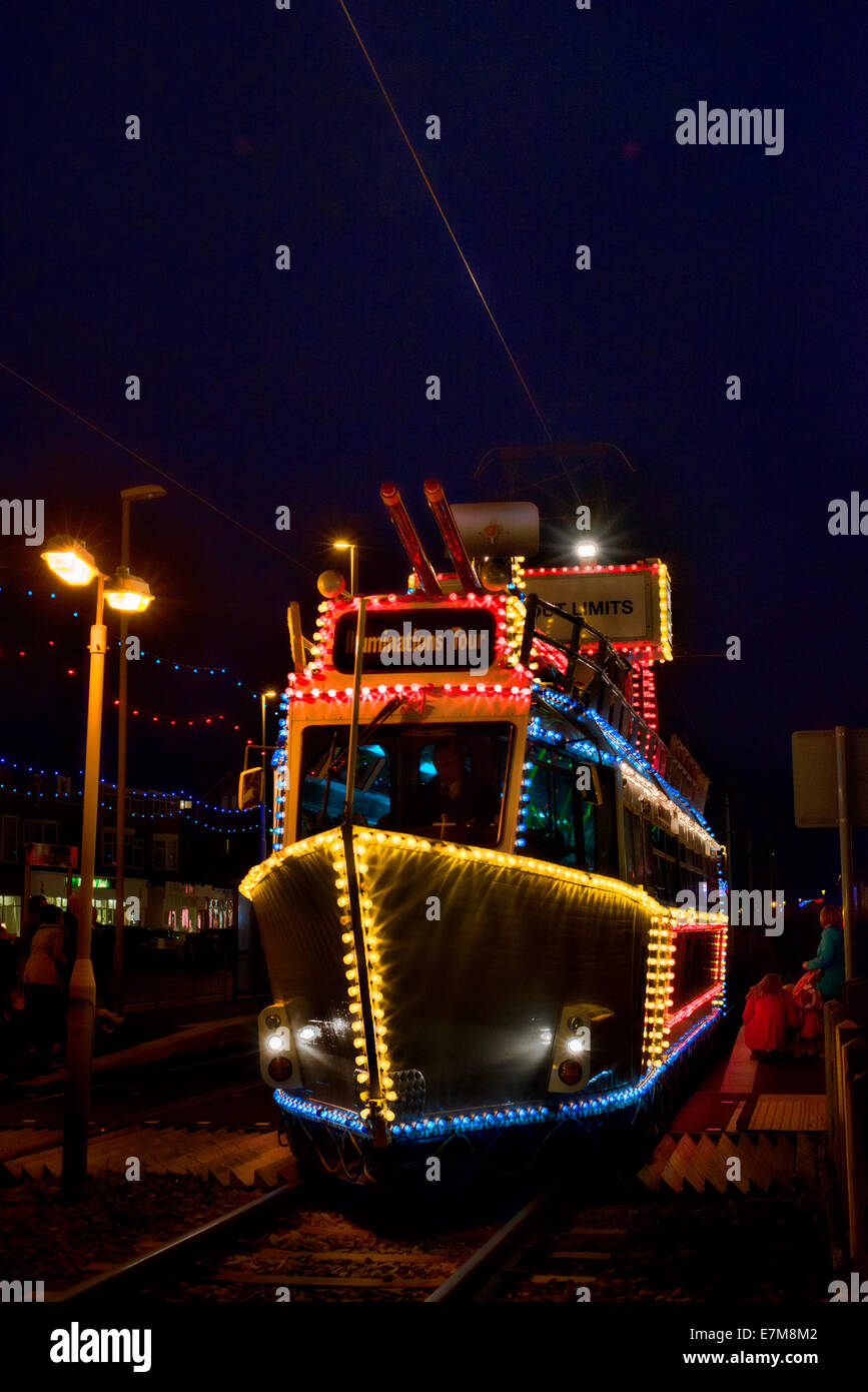 Blackpool Illuminations. The famous illuminated trams, this one in the ...