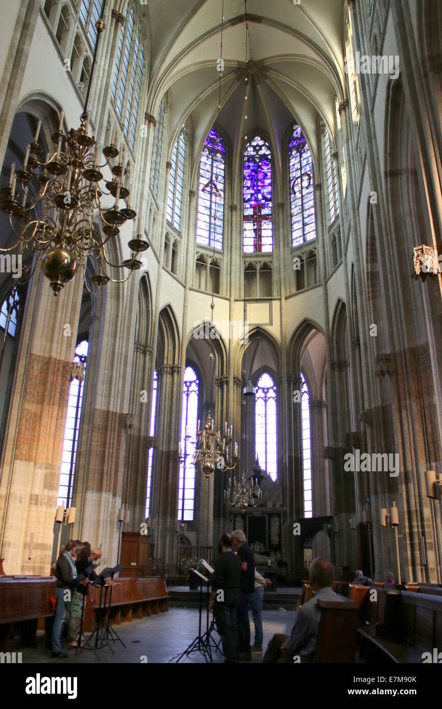 Interior of the Gothic Dom church or St. Martin's Cathedral in Utrecht ...