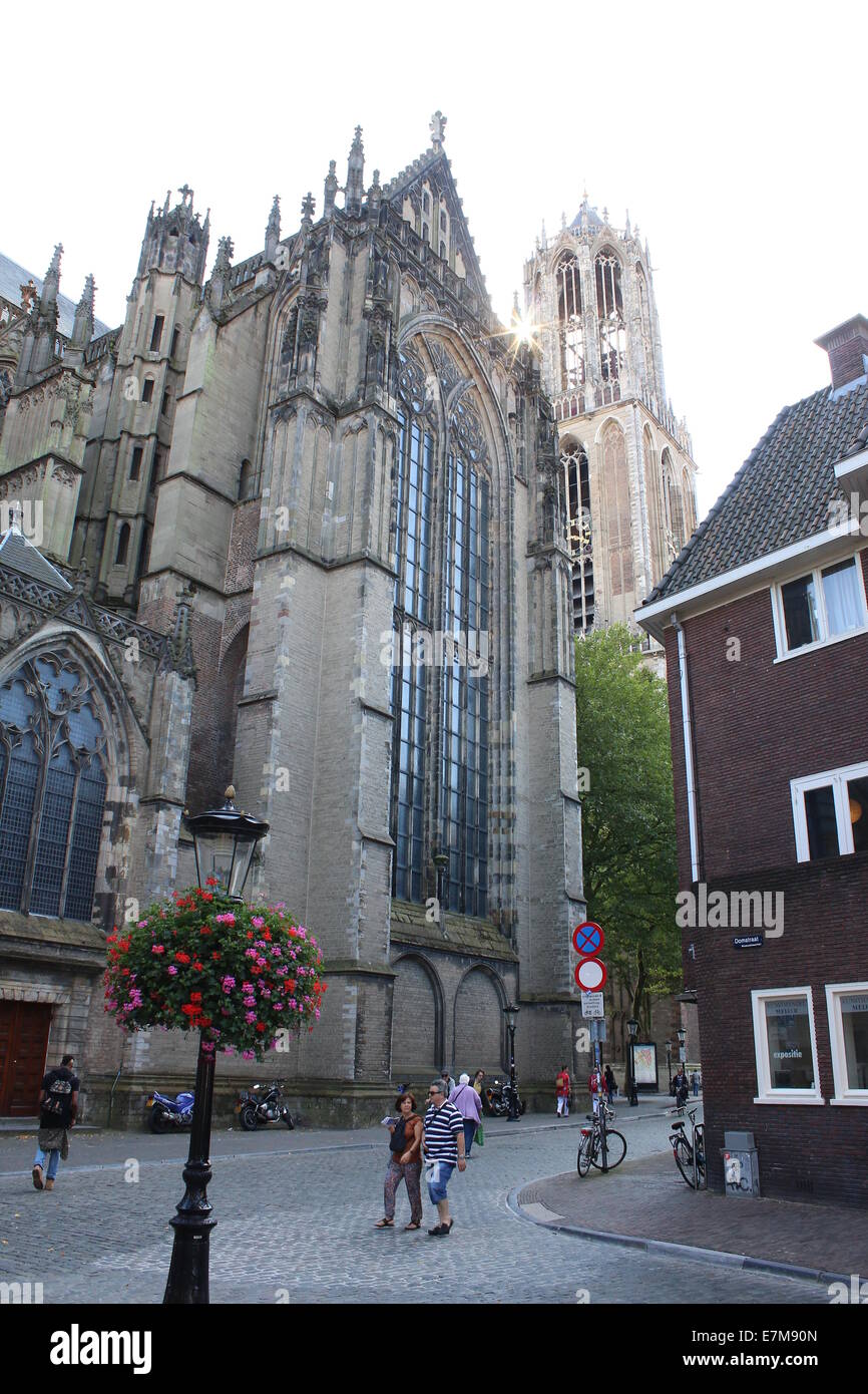 Exterior of the gothic Dom church or St. Martin's Cathedral in Utrecht ...