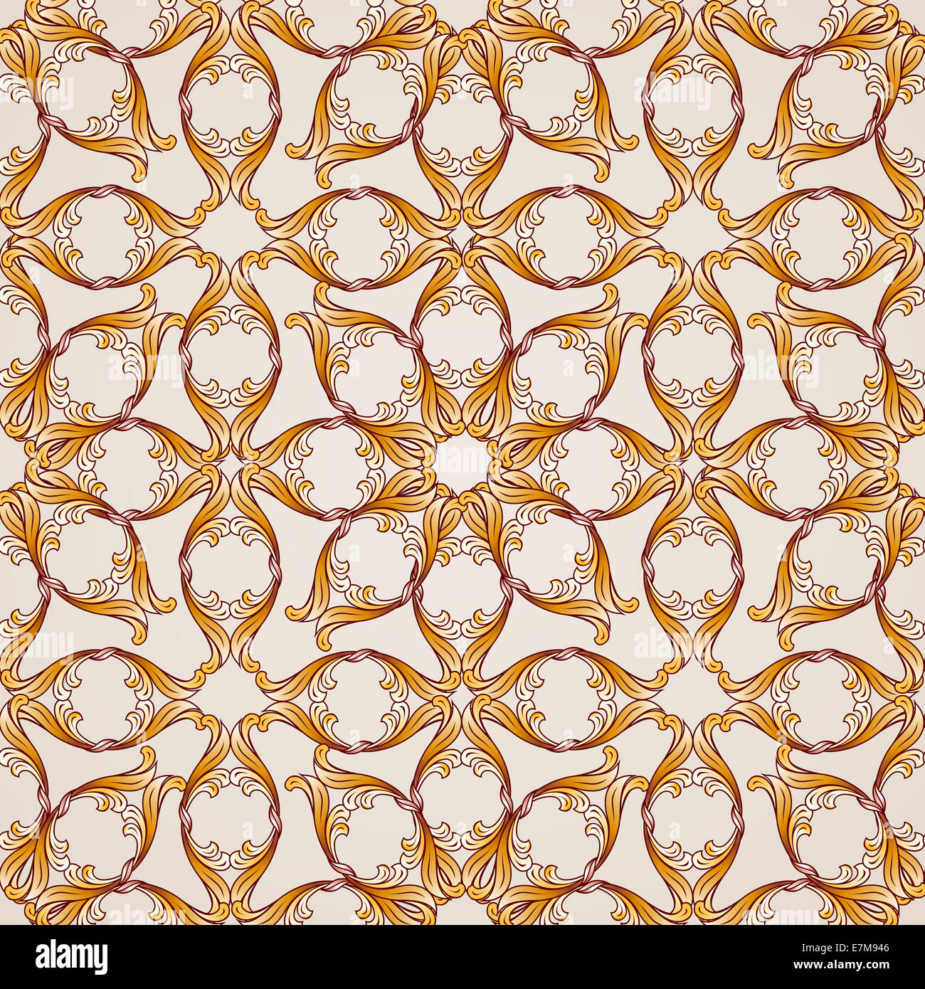 Saturated seamless abstract floral pattern in the form of golden ...