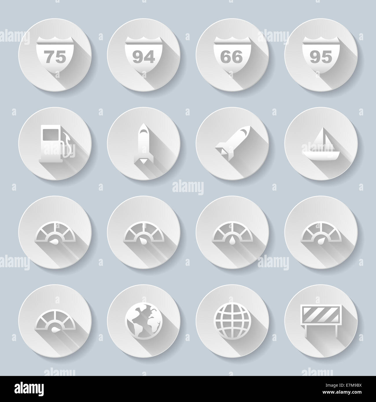 Set of flat round signs on the gray background Stock Photo - Alamy