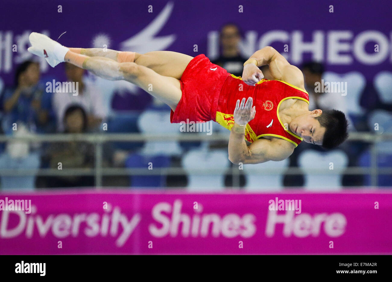 Incheon, South Korea. 21st Sep, 2014. Huang Yuguo of China competes ...