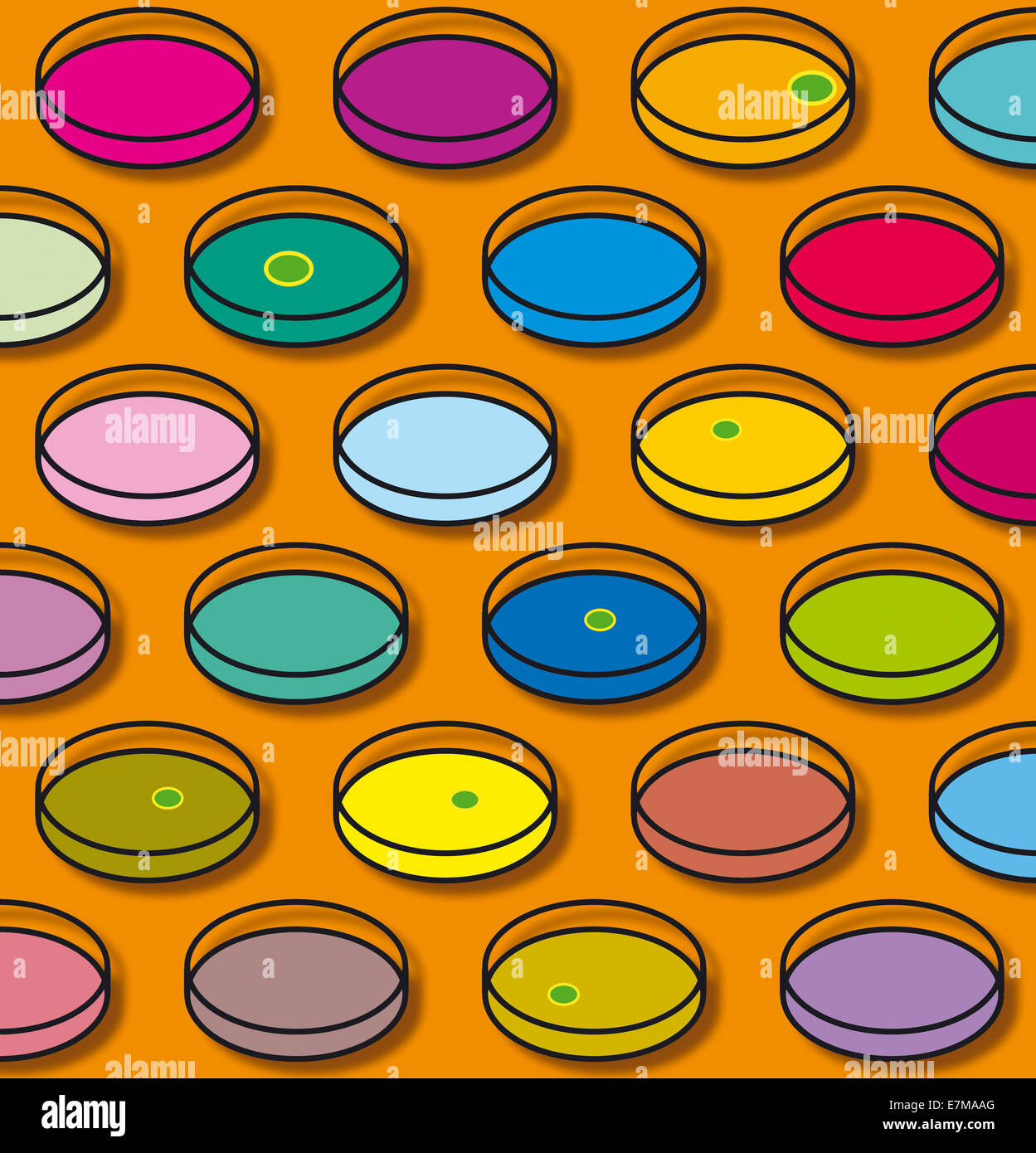 Colorful Petri Dishes Pattern – Digital illustration of multiple ...