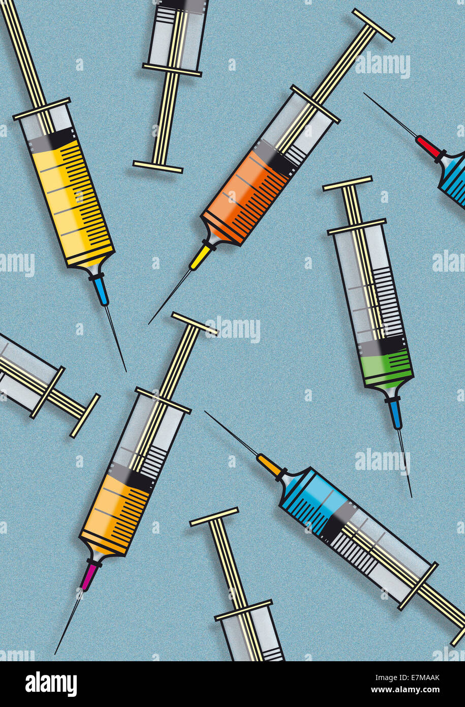 Colorful Syringes with Liquid – Medical Injection Illustration Stock ...